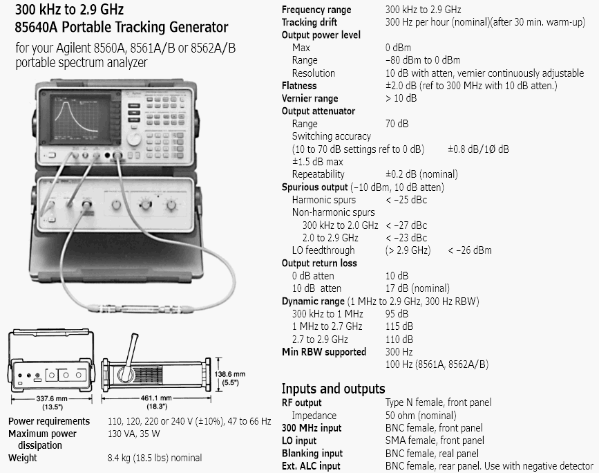 スペアナ hp 8560A, 8561A/B, 8562A/B で使える 300kHz～2.9GHz RF Tracking ...
